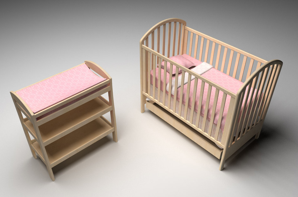 3d baby crib model