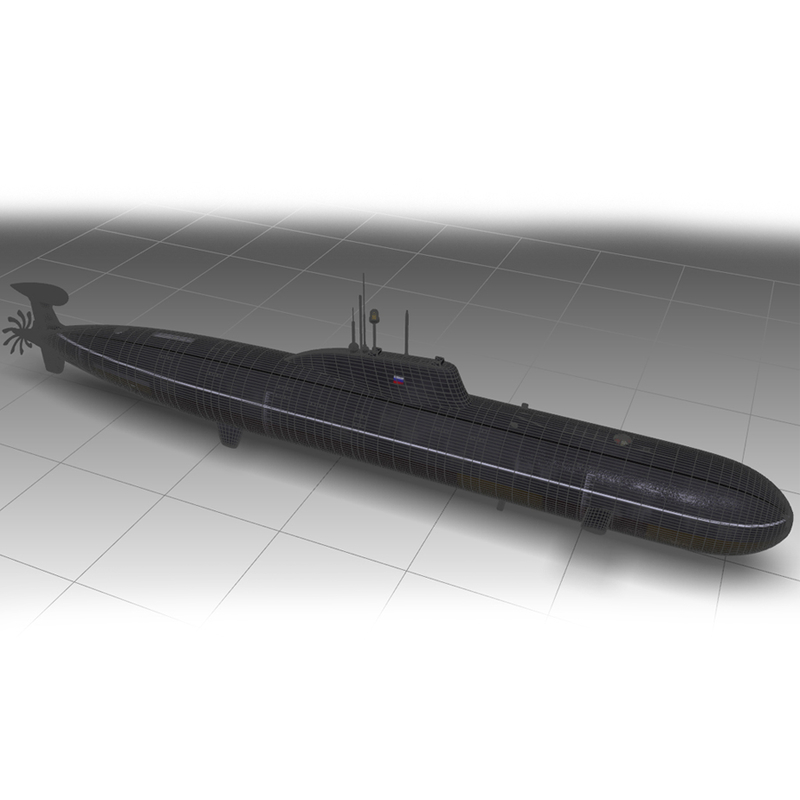 3d soviet akula class attack submarine
