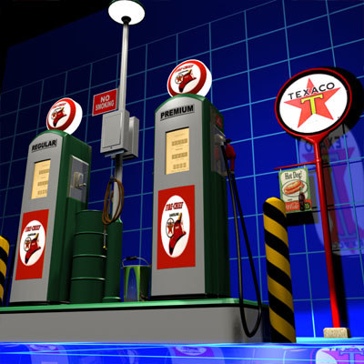 gas pump island road sign 3ds