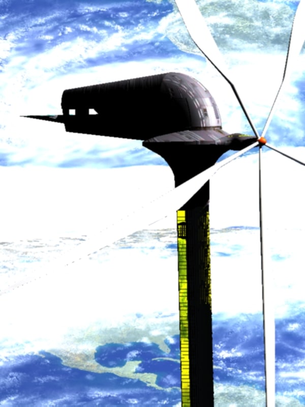 sci-fi skyscraper building wind turbine max