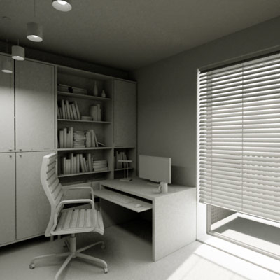 3d study room model