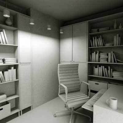 3d study room model