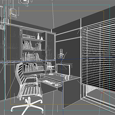 3d study room model