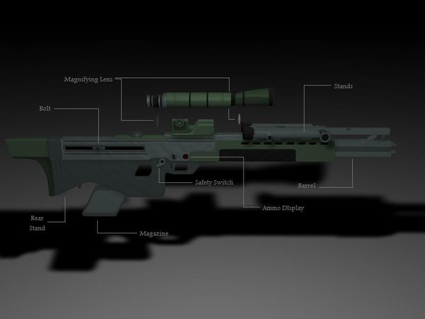 sniper rail gun 3d c4d