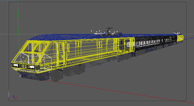 3d blue train model
