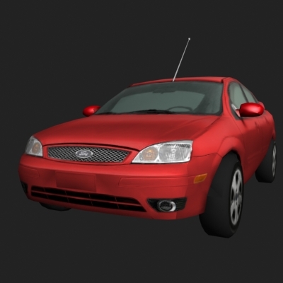3d model red sedan 4 door