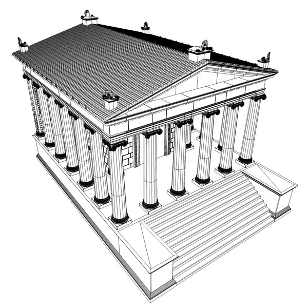 3d roman temple model