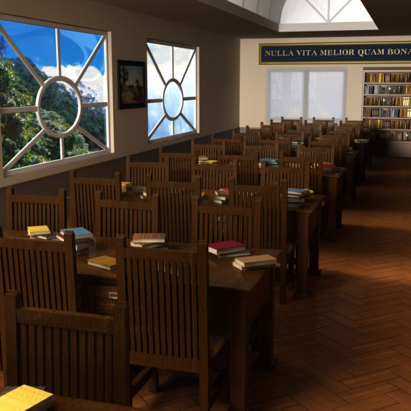 reading room library interior 3ds