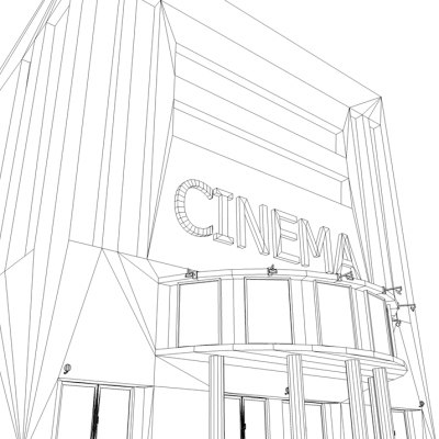 3d theater building movie model