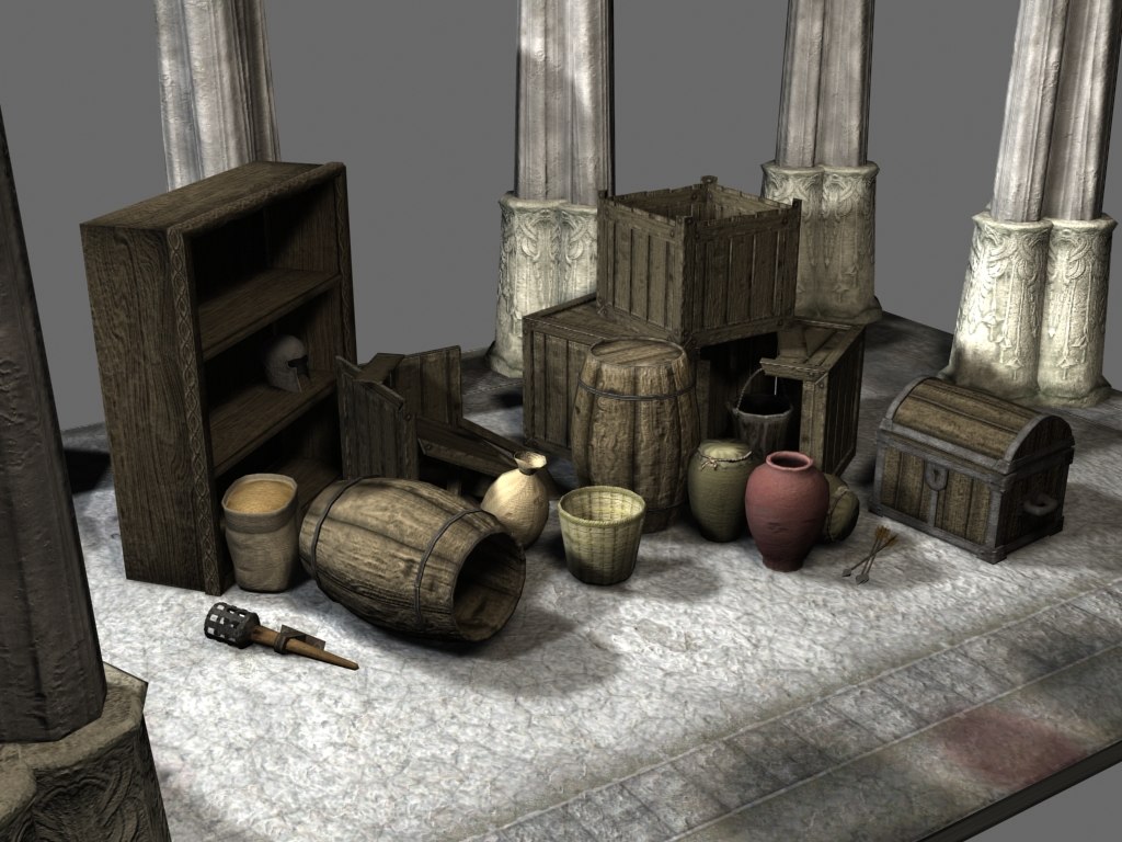 maya medieval props pack