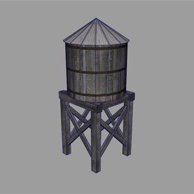3d model of wooden water tank