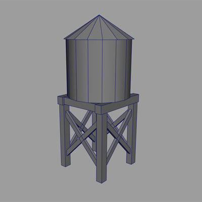 3d model of wooden water tank