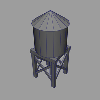 3d model of wooden water tank