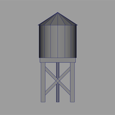 3d model of wooden water tank
