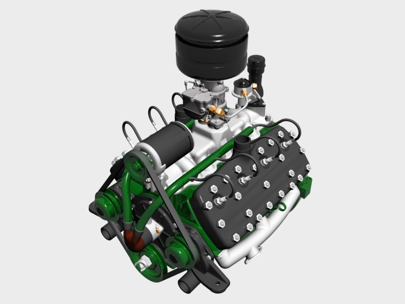 3d Early Flathead V8 Engine Model