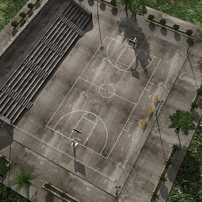 3d model outdoor basketball arena ball