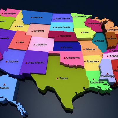 3d model of political usa states