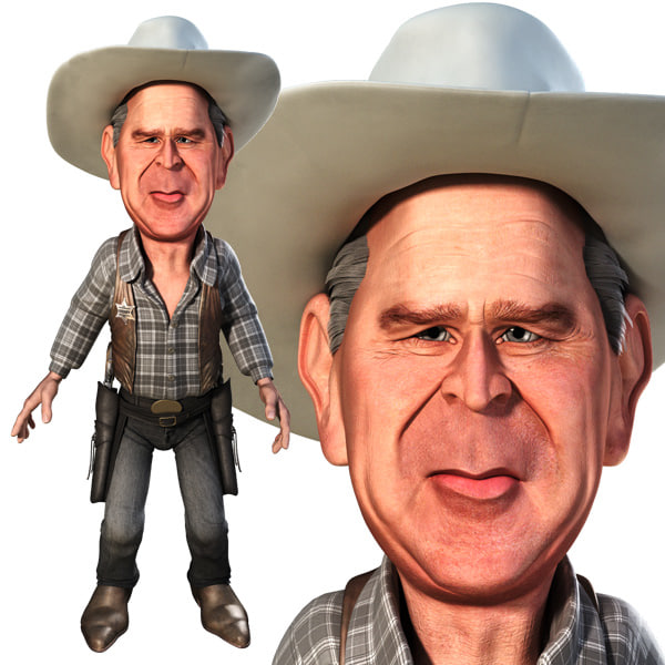 3d caricature george w bush model