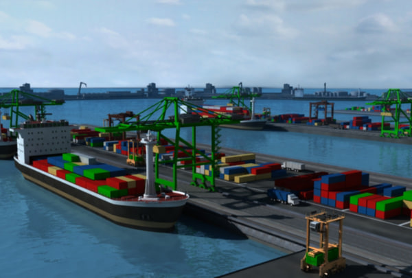 3d shipping port model