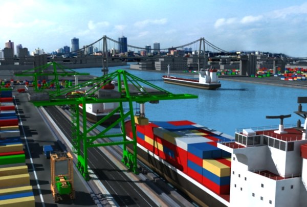 3d shipping port model