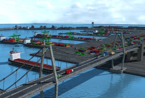3d shipping port model