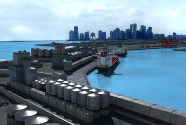 3d shipping port model