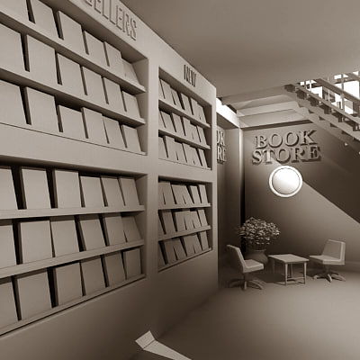 3ds book store interior