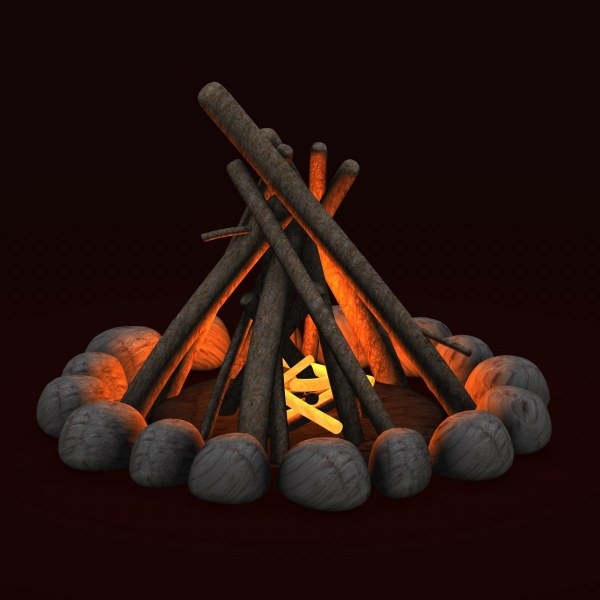 3d model campfire camp