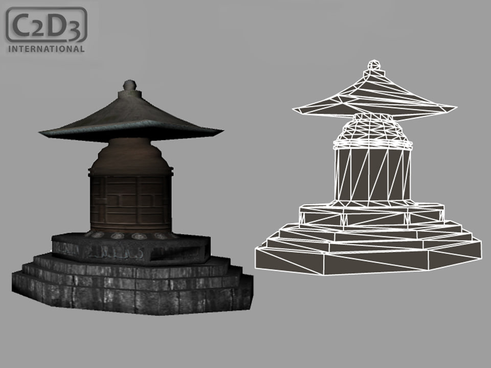 3d stone shrine model