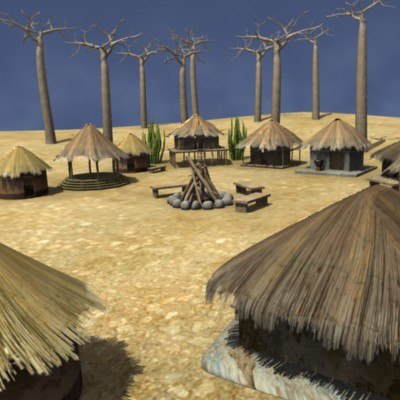 african village 3d max