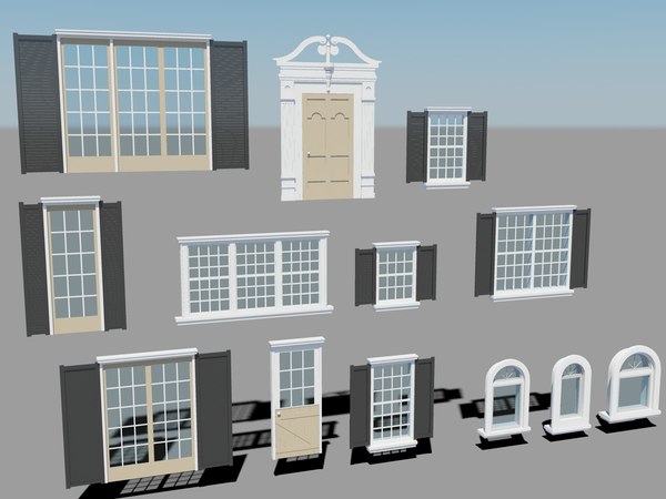 3d model pack window doors
