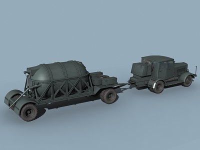 v-2 rocket support vehicle 3d max
