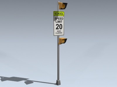 school zone flasher 3d model
