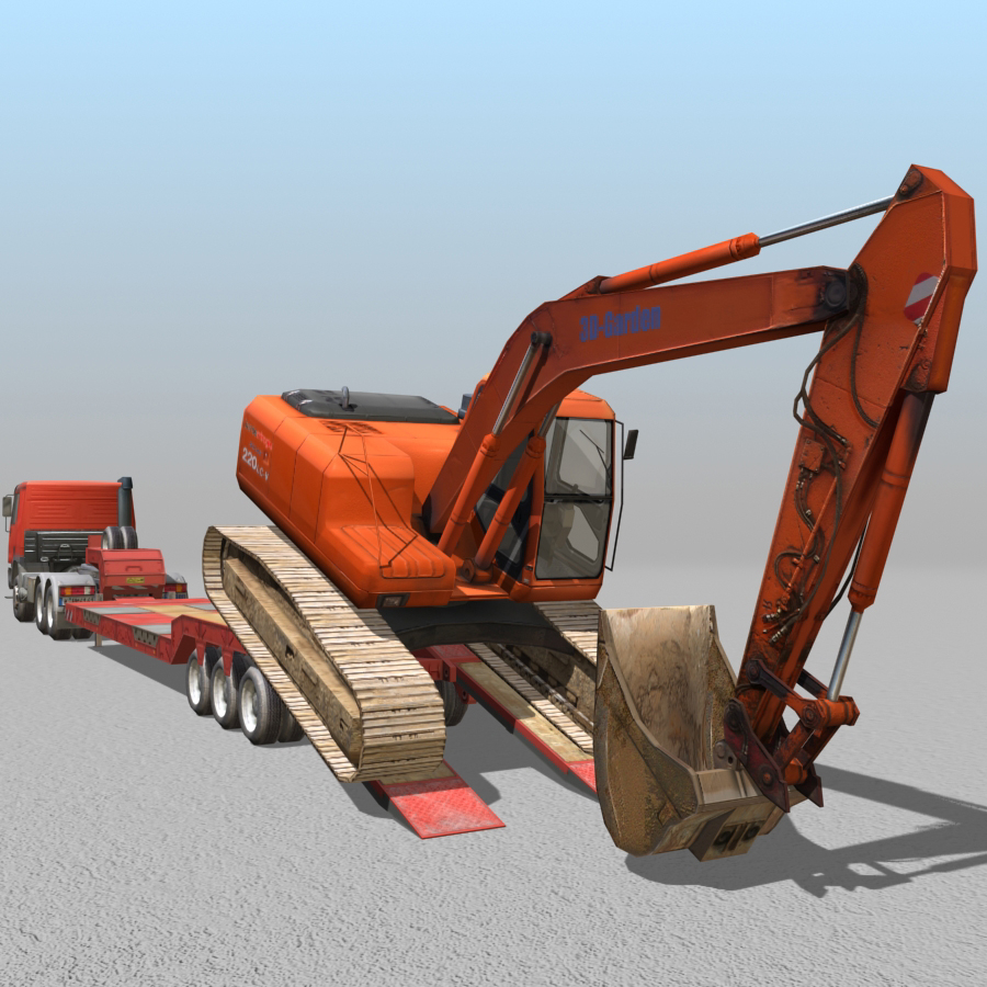 3d truck loader excavator truck-low