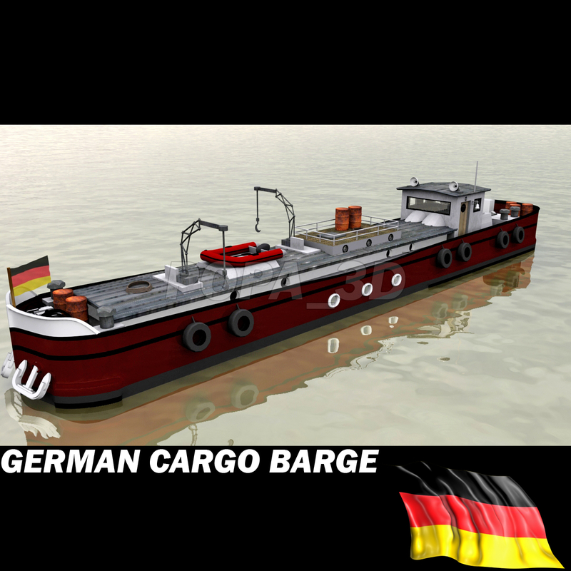 3d model barge boat transport