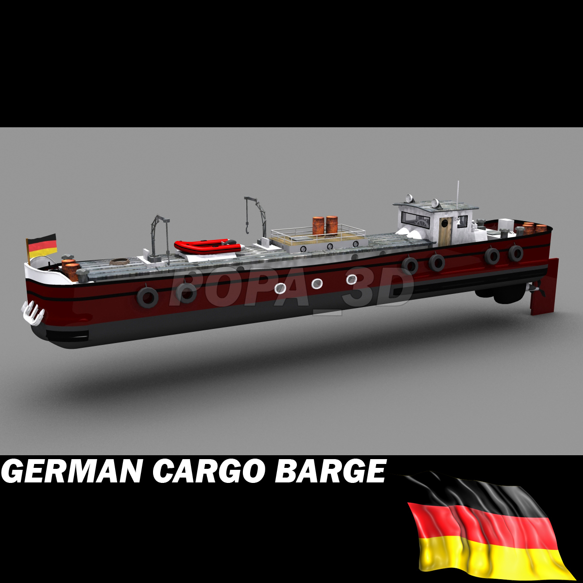 3d model barge boat transport