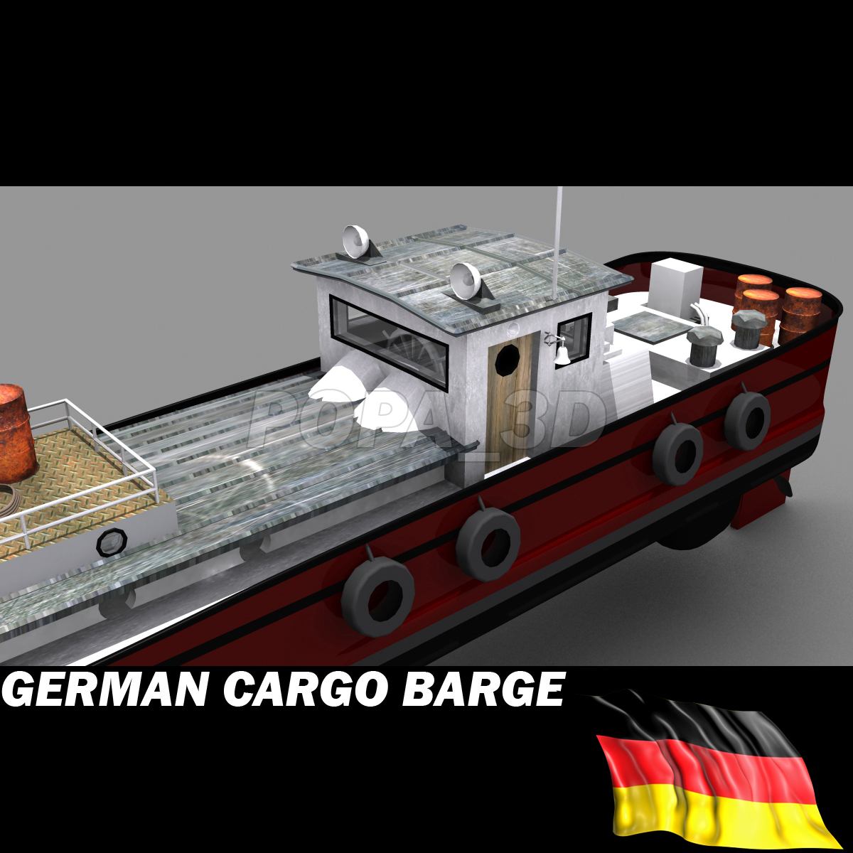 3d model barge boat transport