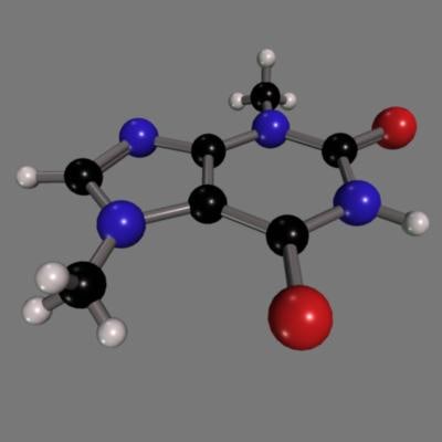 3d theobromine molecule chocolate model