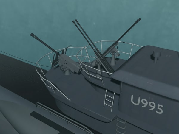 3d german u-boat u995 wwii