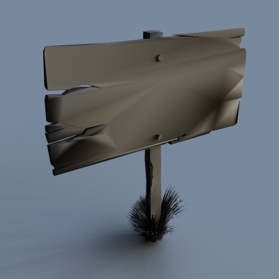 3d model old delapitated wooden sign