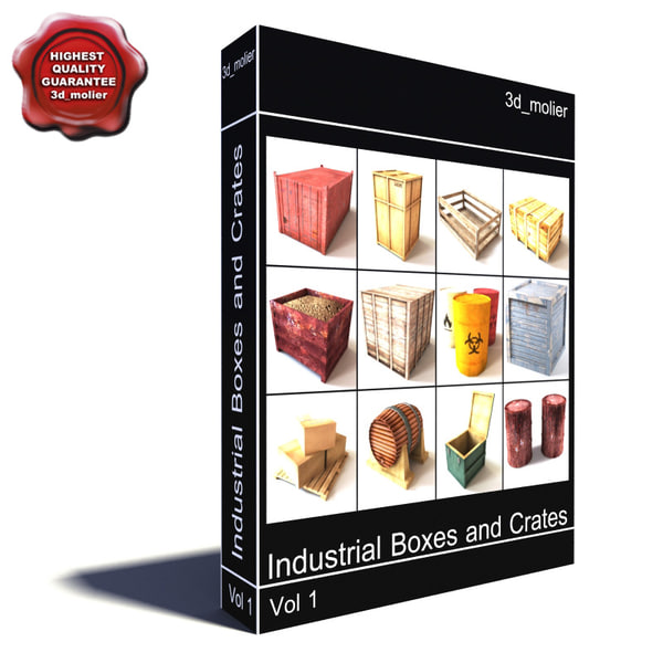 industrial boxes crates contains 3d c4d