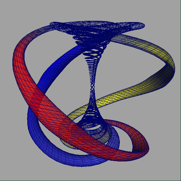 3d spirals trio colored model