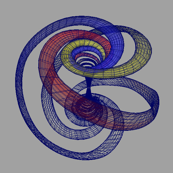 3d spirals trio colored model