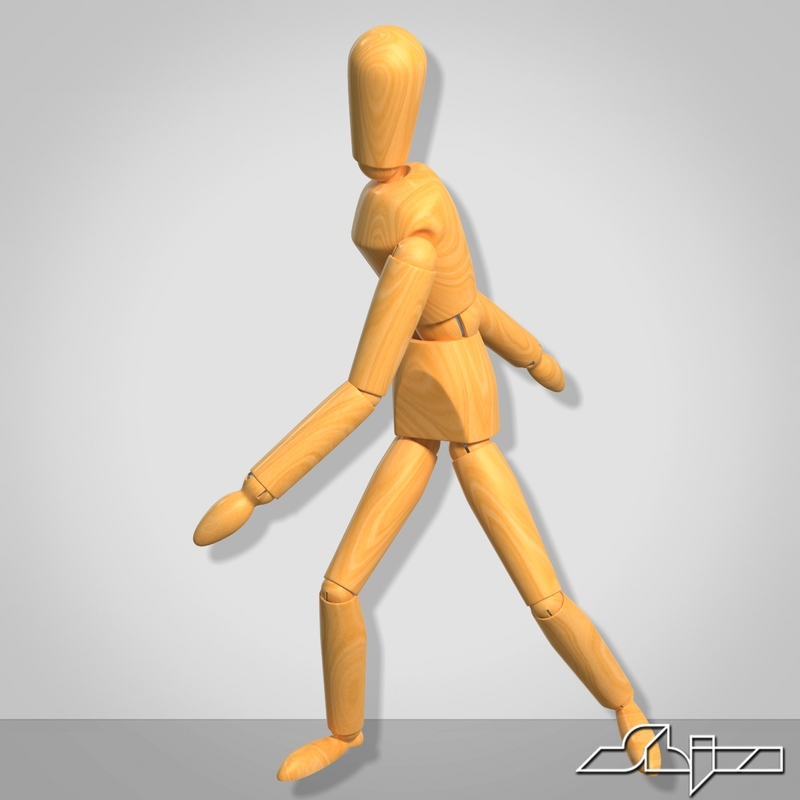 3d wood man wooden model