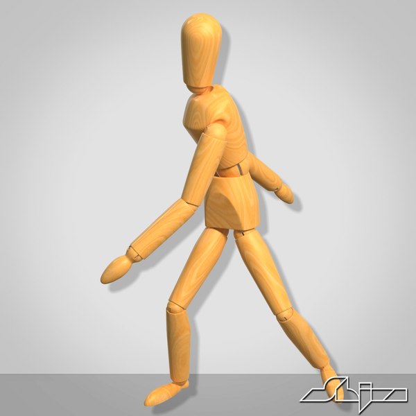 3d wood man wooden model