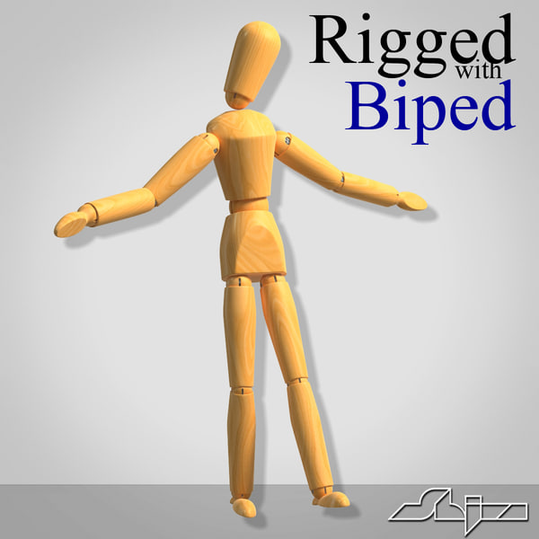 Biped Rig와 함께있는 목조 인 3D 모델 - TurboSquid 416162