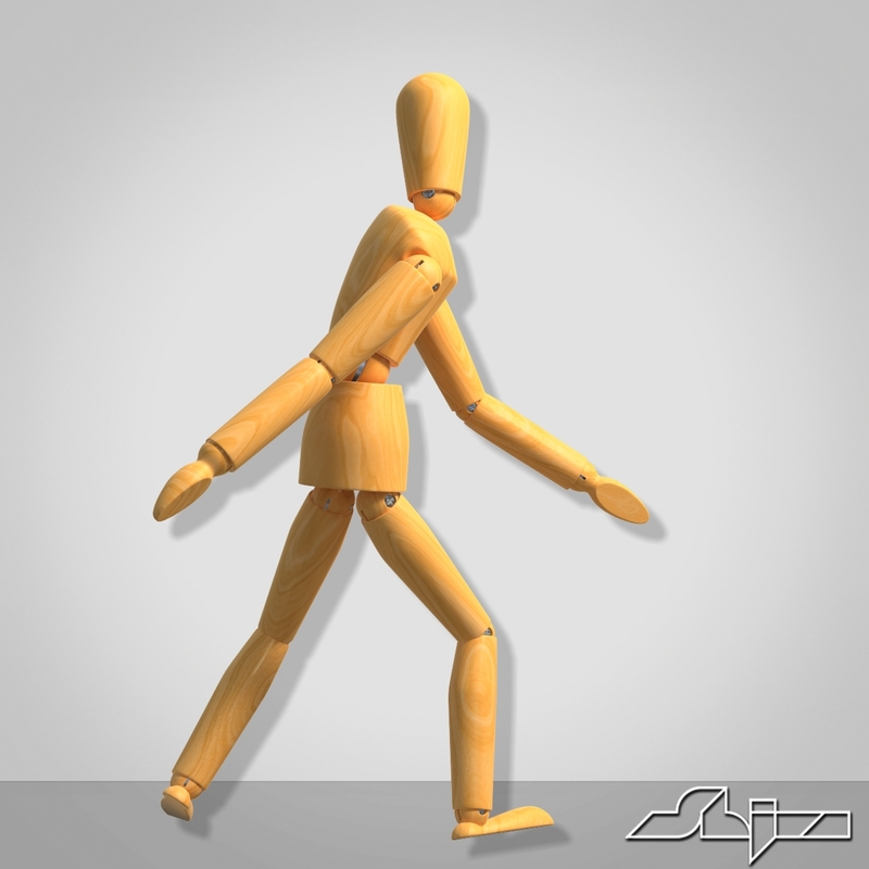 3d wood man wooden model