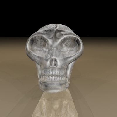 3d glass alien skull brain model