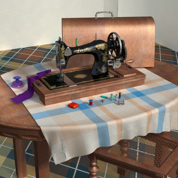3d old sewing machine model