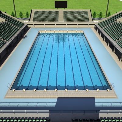 outdoor olympic swimming pool obj